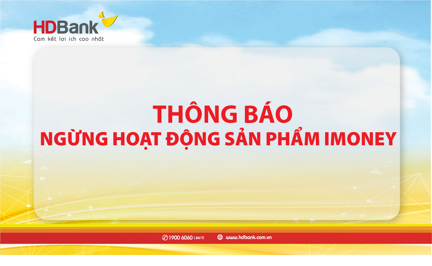 Thông báo ngừng hoạt động sản phẩm iMoney