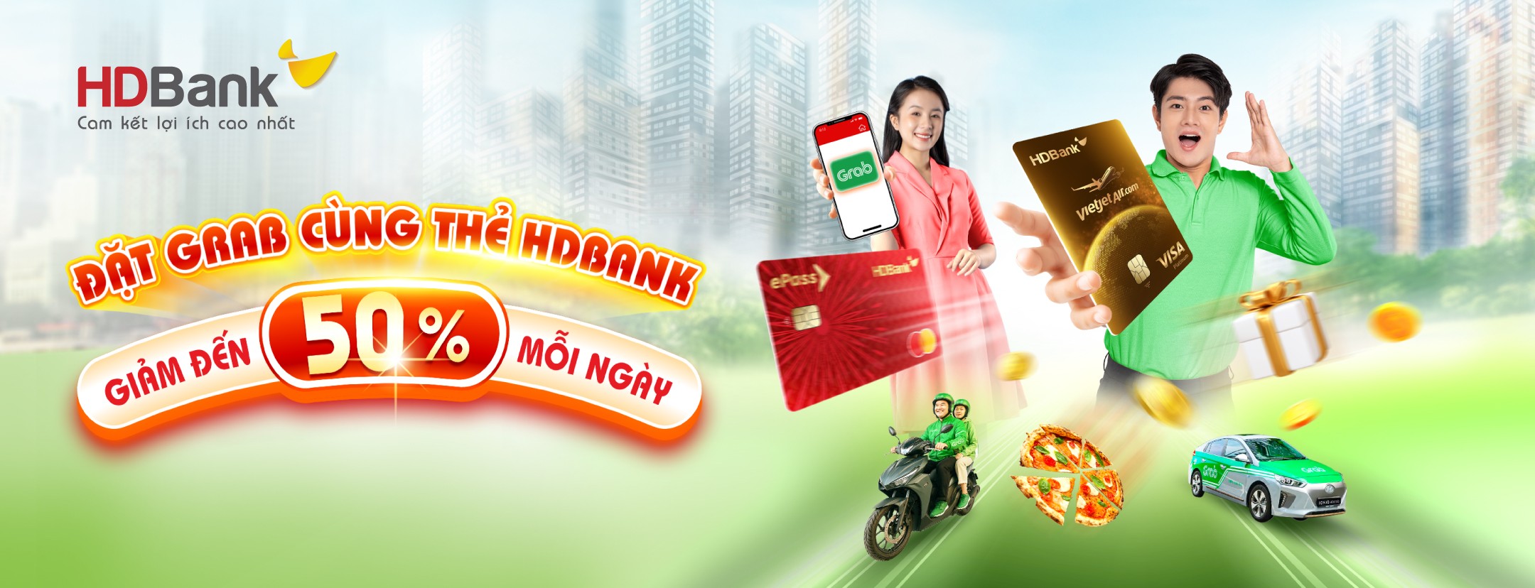 ƯU ĐÃI GRAB ĐẾN 50% CÙNG THẺ HDBANK | HDBank